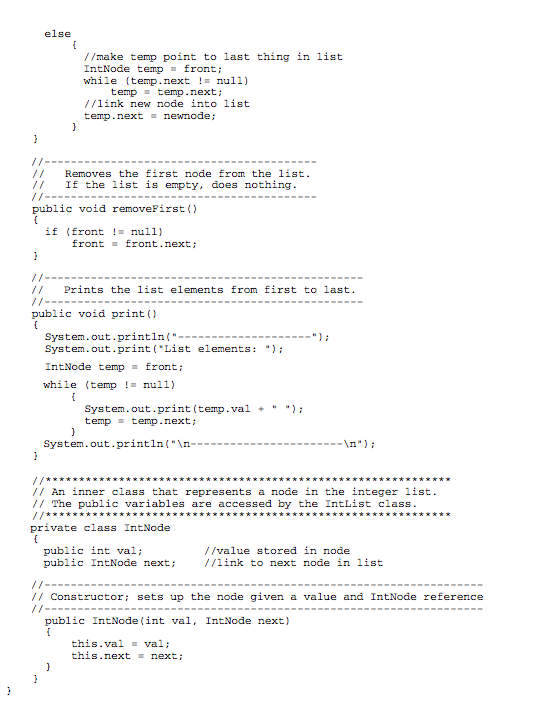 Solved Ifile Intlist Java Purpose Defines A Class That