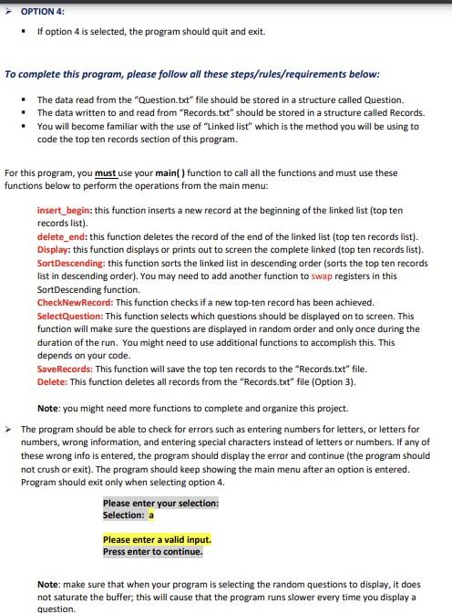Solved Write a C program that: - Randomly displays | Chegg.com