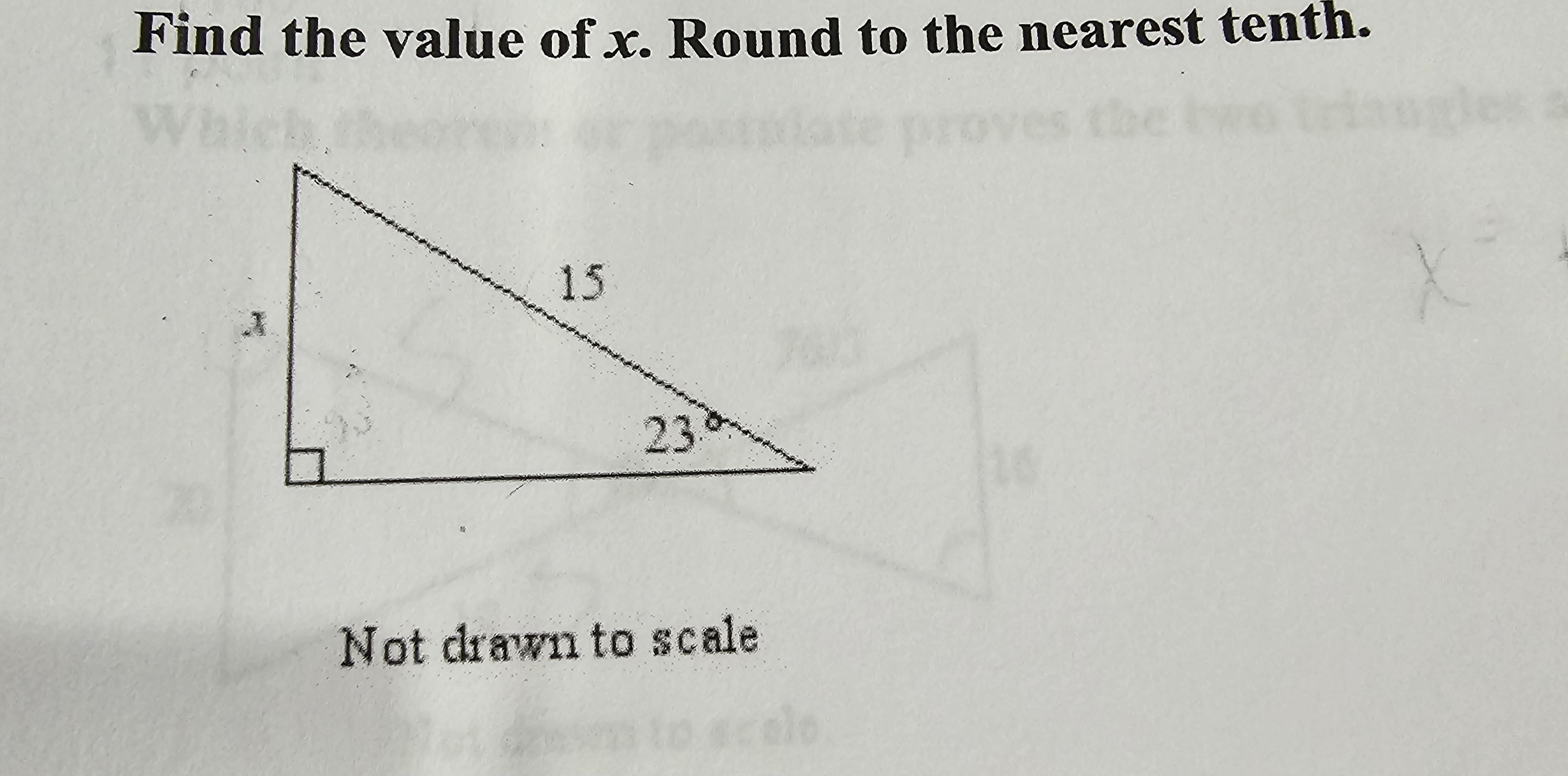 Solved Find the value of x. Round to the nearest tenth. Not | Chegg.com