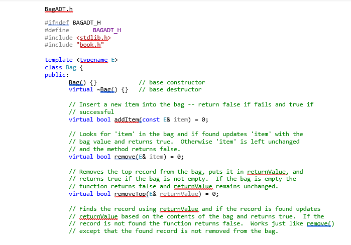 Solved a Use the bag ADT provided to create an array-based | Chegg.com