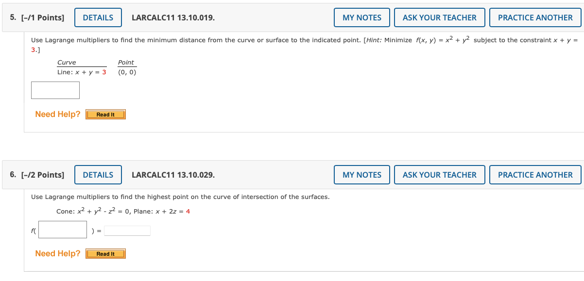 Use Lagrange multipliers to find the minimum distance | Chegg.com