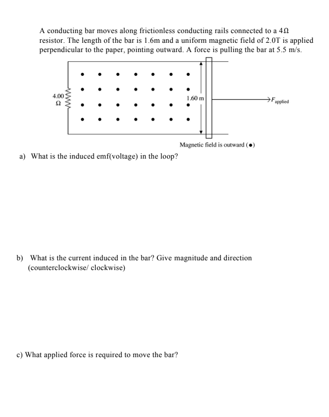 Solved A conducting bar moves along frictionless conducting | Chegg.com