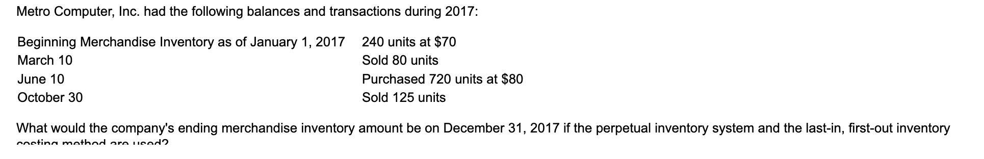 Solved Metro Computer, Inc. had the following balances and | Chegg.com