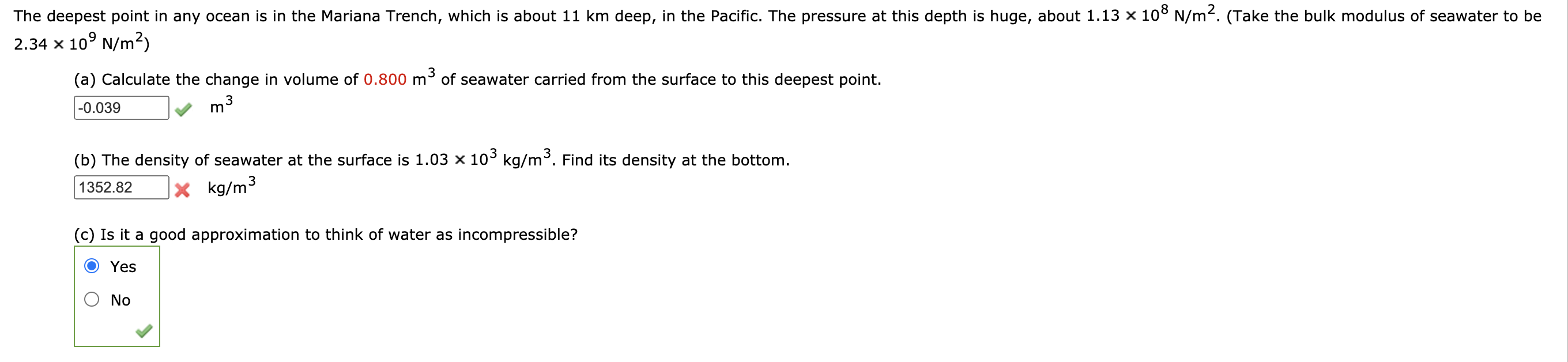 Solved The deepest point in any ocean is in the Mariana | Chegg.com
