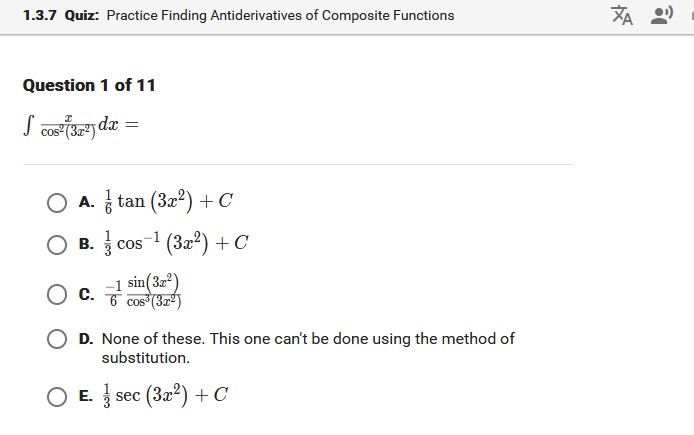 Solved code class="asciimath">Question 1 ﻿of 11 \int | Chegg.com