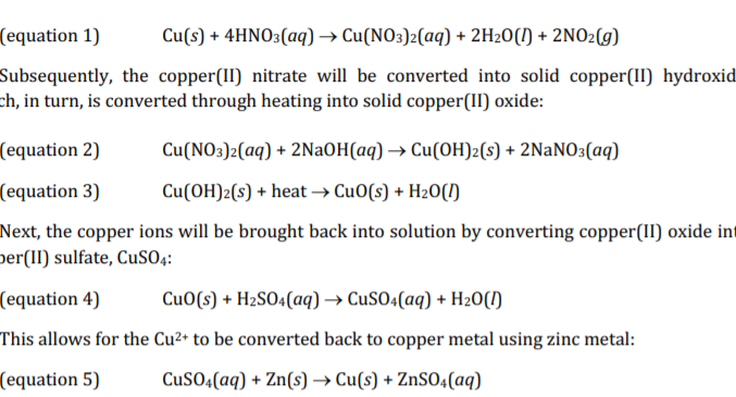 Solved (equation 1) Cu(s) + 4HNO3(aq) → Cu(NO3)2(aq) + | Chegg.com