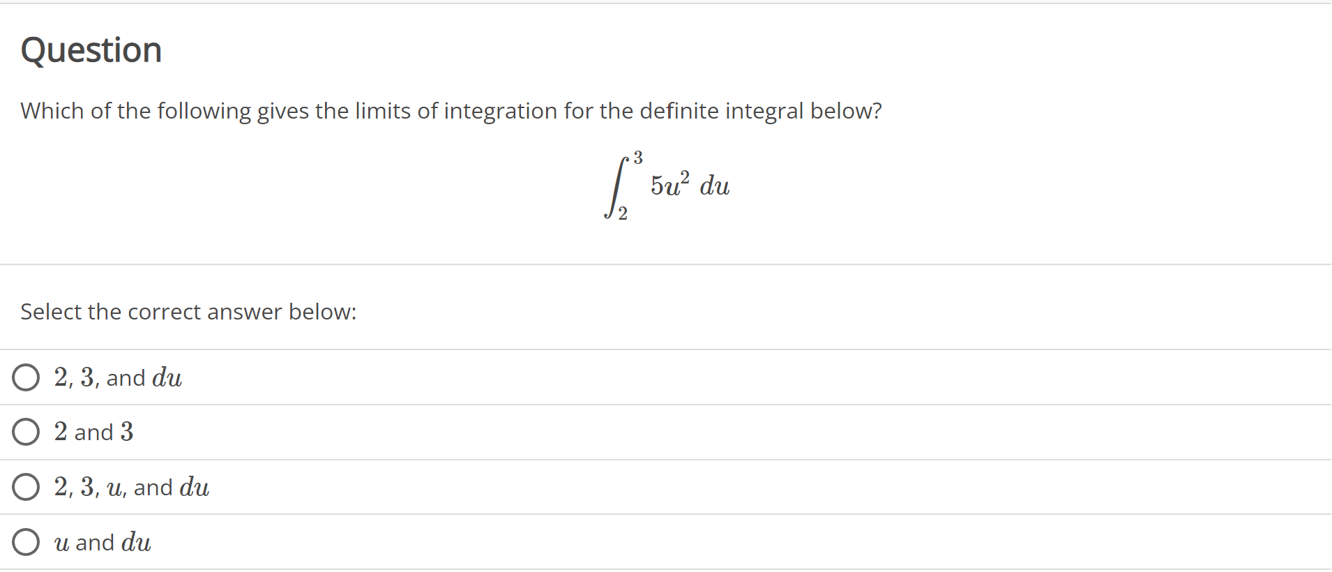 Solved QuestionWhich of the following gives the limits of | Chegg.com