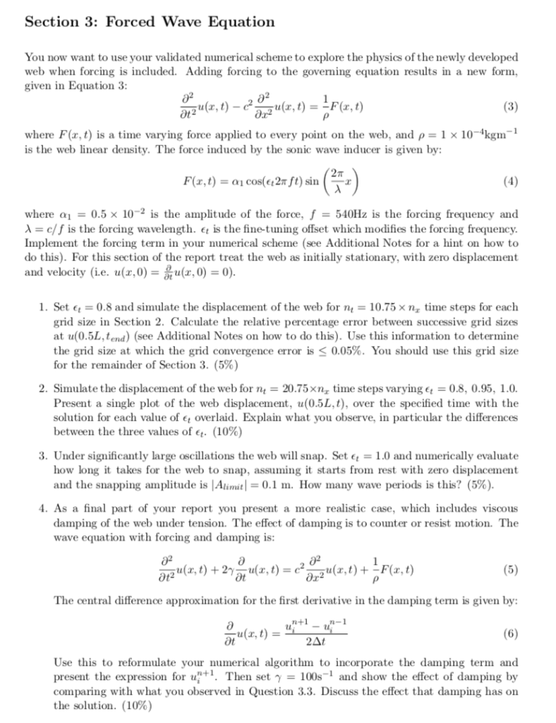 Section 3: Forced Wave Equation You now want to use | Chegg.com