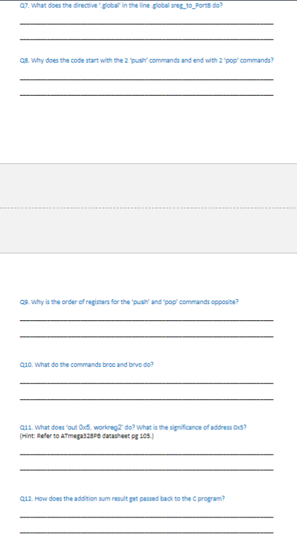 Solved #include "avr/io.h";Work registers (note, no need for | Chegg.com