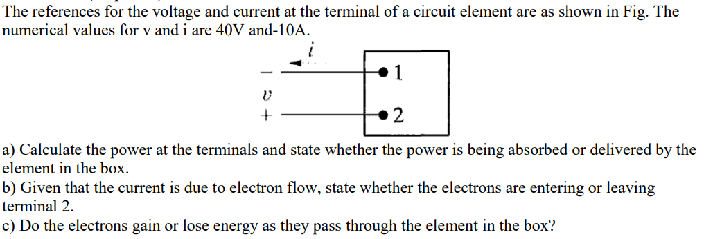 Solved The references for the voltage and current at the | Chegg.com