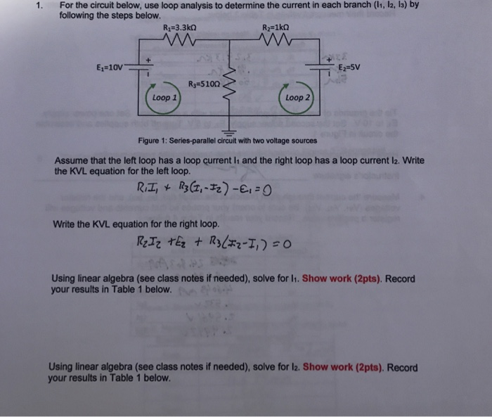 Solved 1. For the circuit below, use loop analysis to | Chegg.com