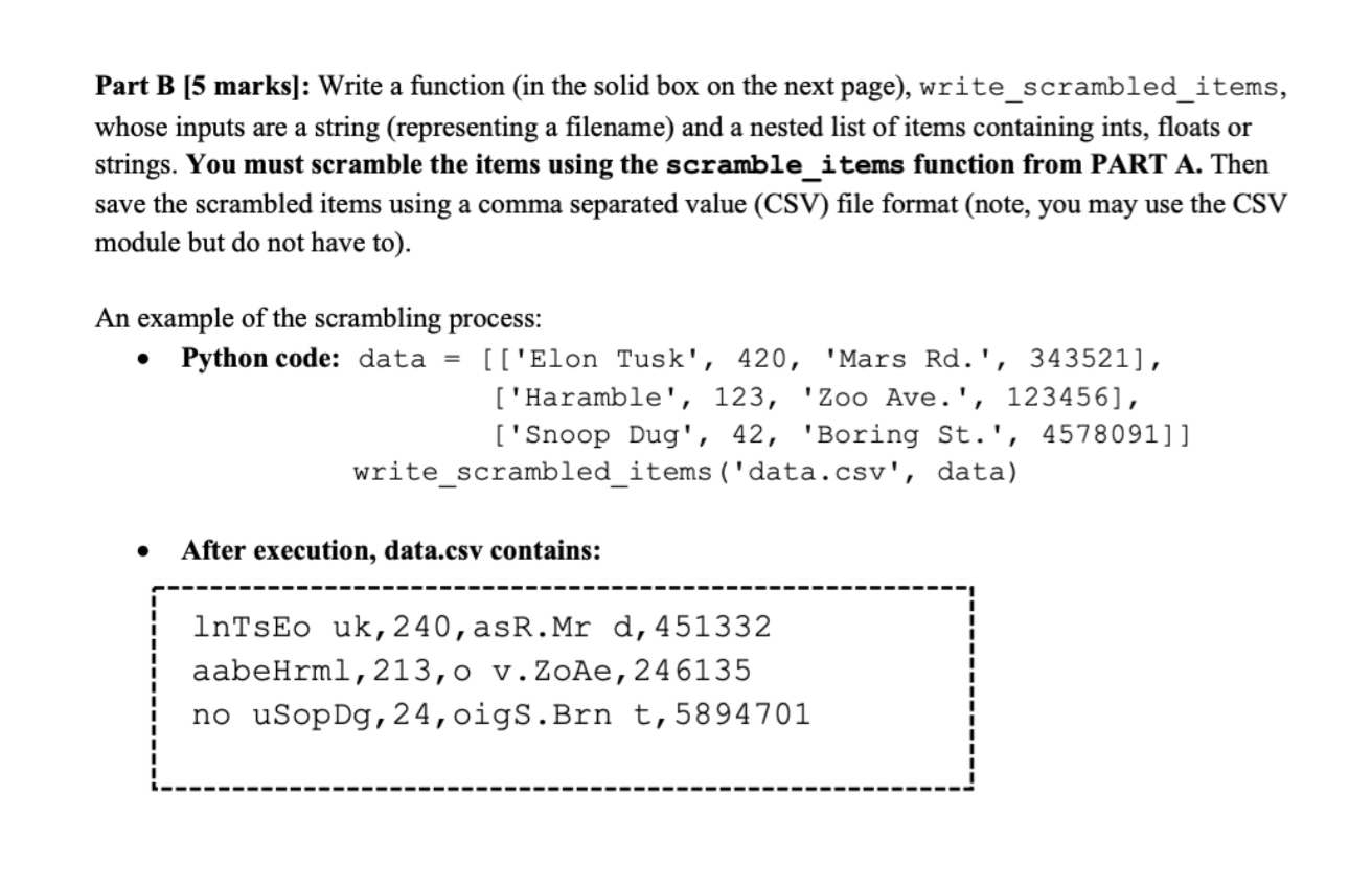 Solved Question 6 [10 marks] – Write the Code Part A [5 | Chegg.com