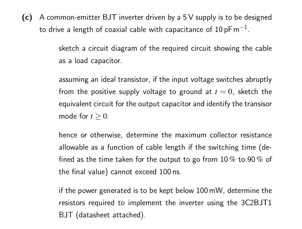 common-emitter BJT inverter driven by a 5 V supply is | Chegg.com