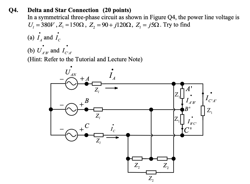 Solved In a symmetrical three-phase circuit as shown in | Chegg.com