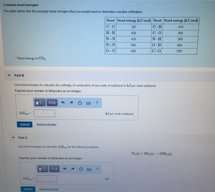 Solved Common bond energies The table below lists the | Chegg.com Solved Common bond energies The table below lists the | Chegg.com
