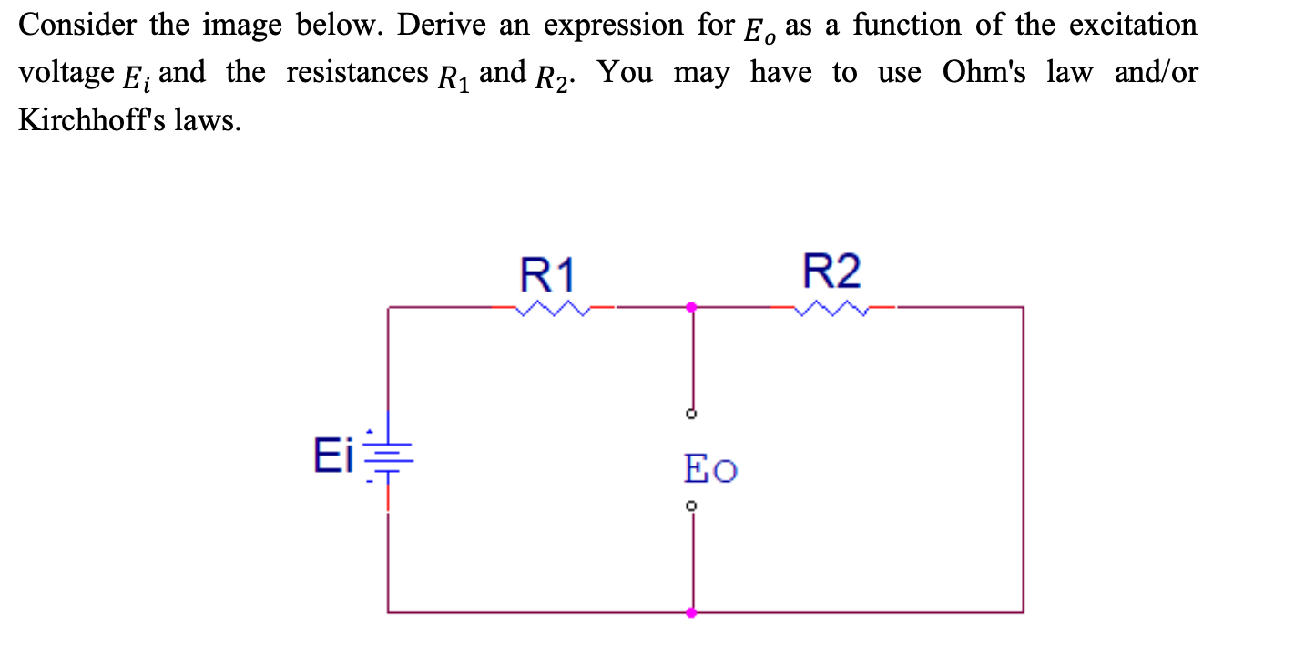 Solved Consider the image below. Derive an expression for Eo | Chegg.com