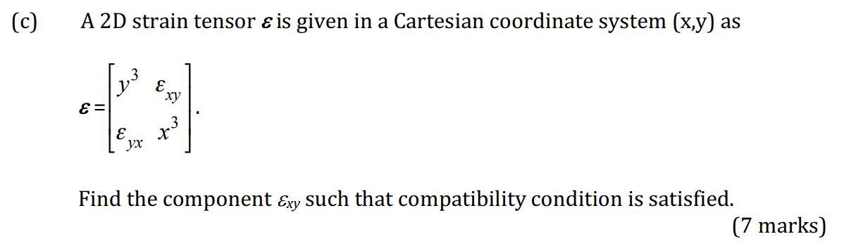 Solved ) (c) A 2D strain tensor ε is given in a Cartesian | Chegg.com