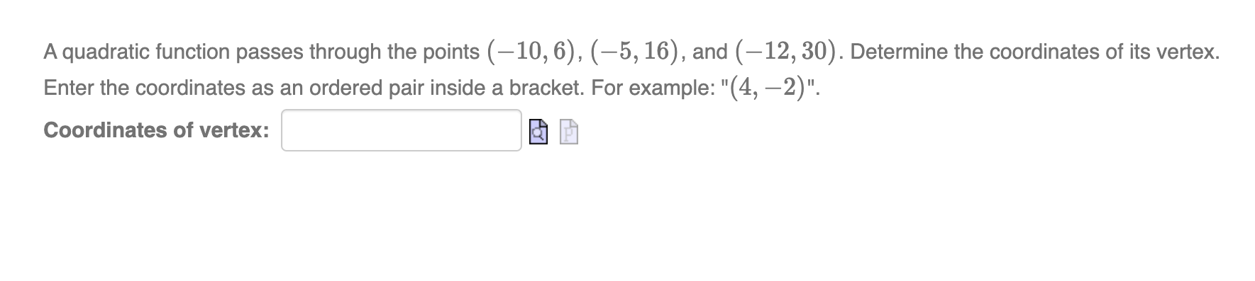 Solved A quadratic function passes through the points | Chegg.com