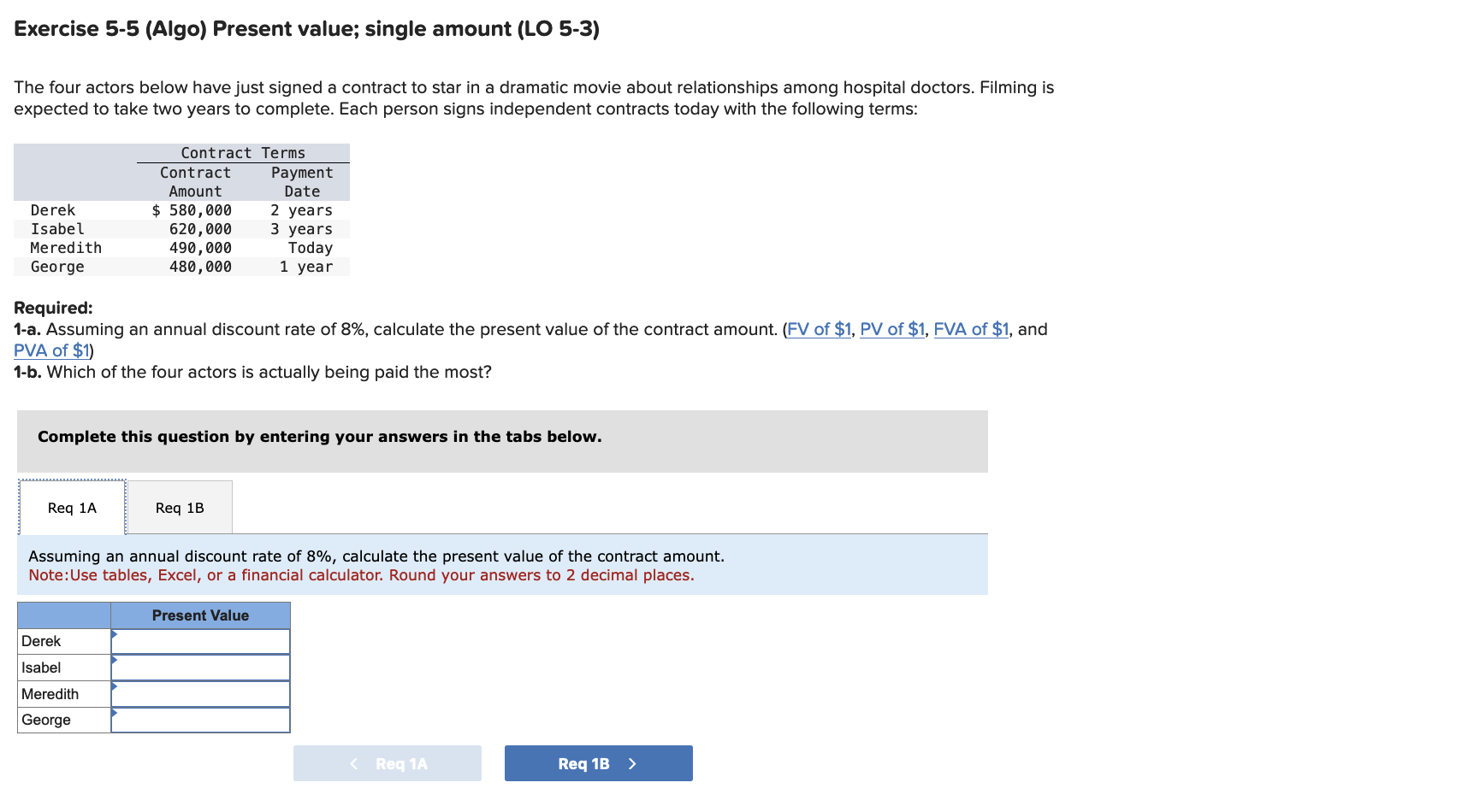 Solved Exercise 5-5 (Algo) Present value; single amount (LO | Chegg.com Solved Exercise 5-5 (Algo) Present value; single amount (LO | Chegg.com