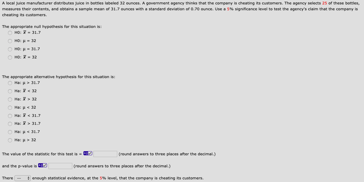 Solved A local juice manufacturer distributes juice in | Chegg.com