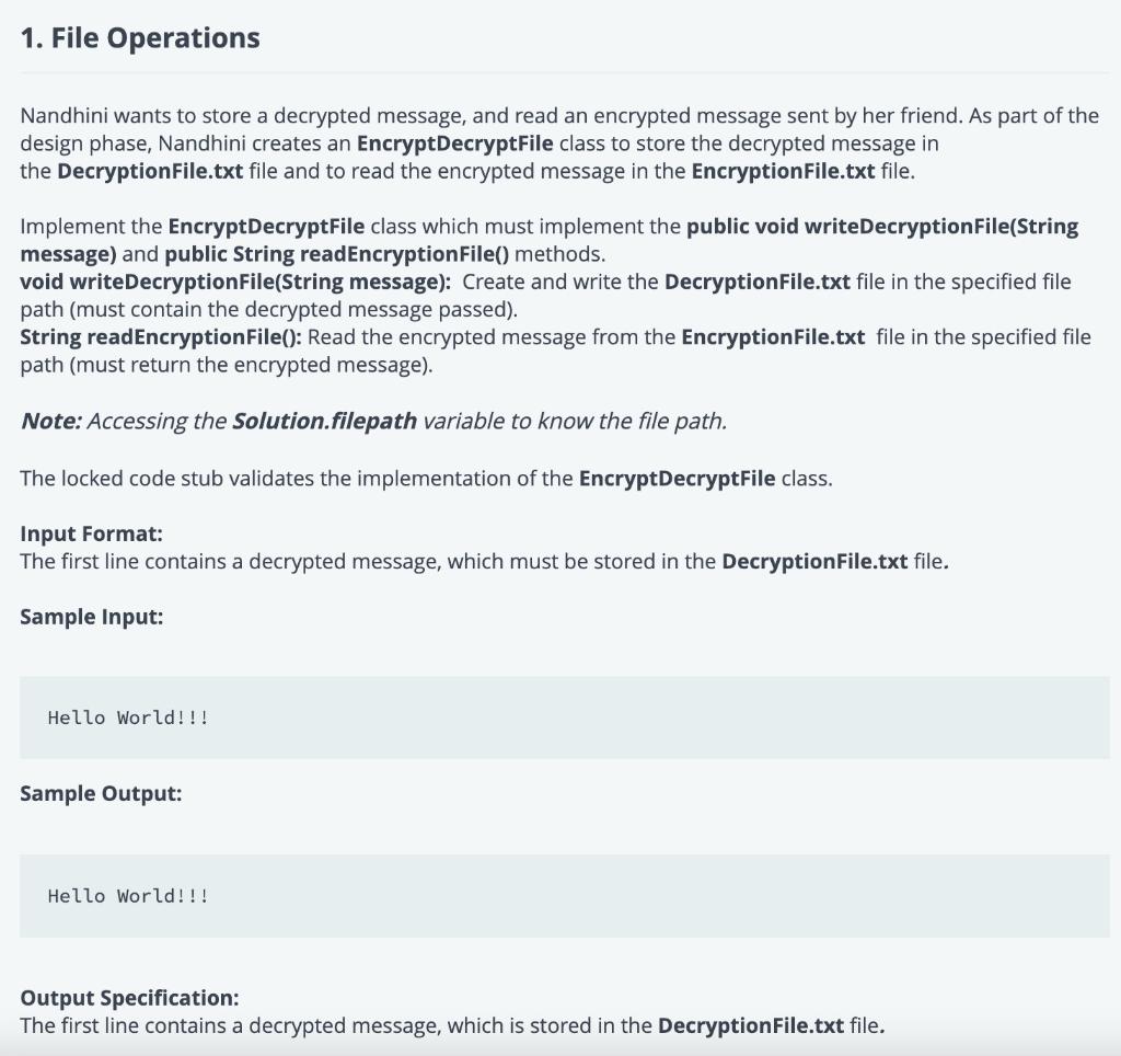 Solved 1. File Operations Nandhini wants to store a | Chegg.com