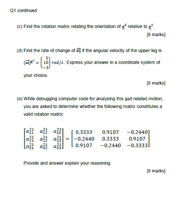 During a human gait analysis study, the global | Chegg.com