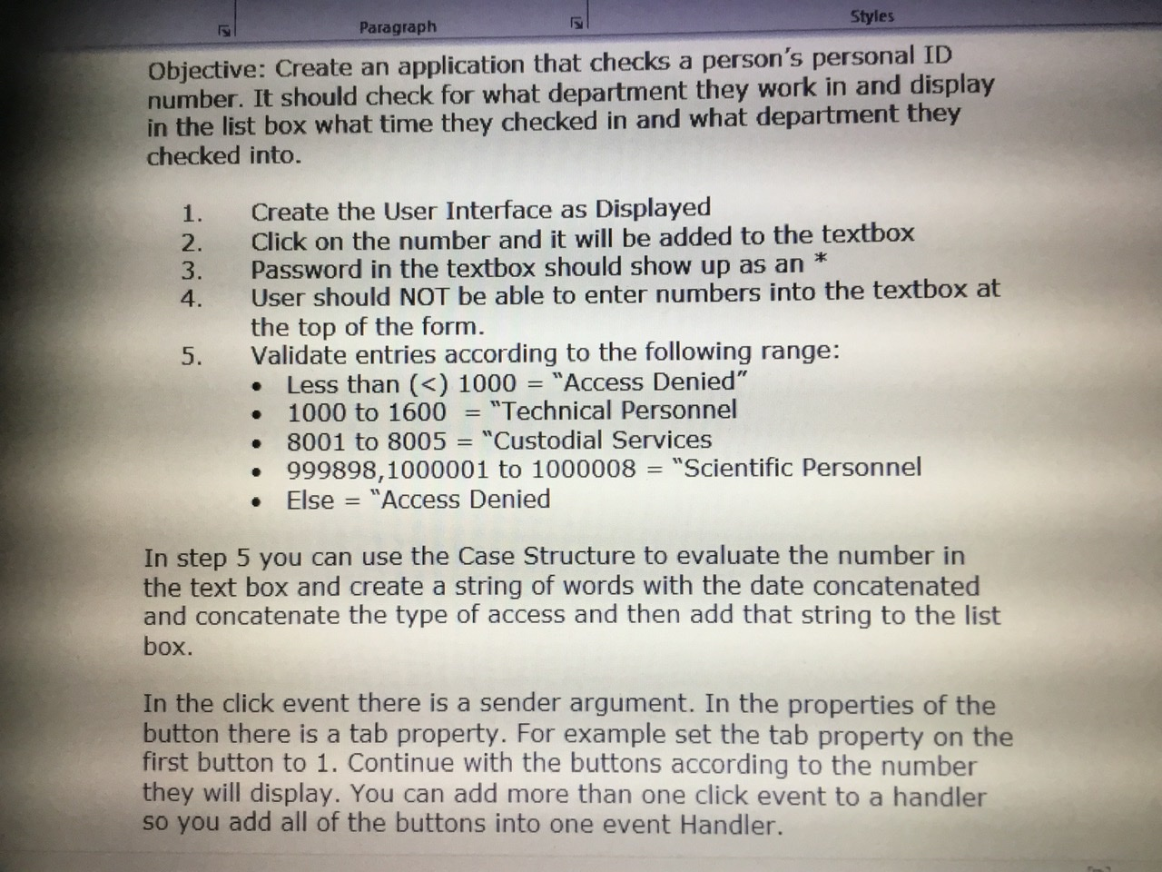 Solved Paragraph Styles 5. Remember to document your code | Chegg.com
