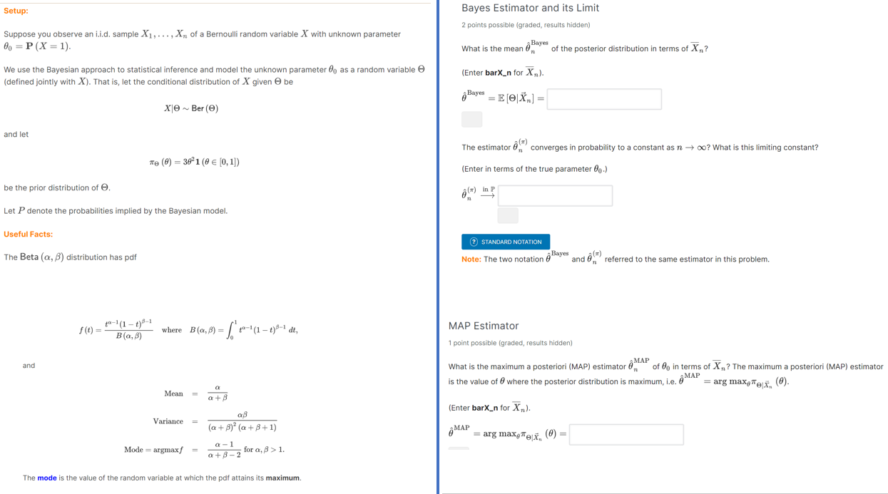 Setup: Bayes Estimator and its Limit Suppose you | Chegg.com