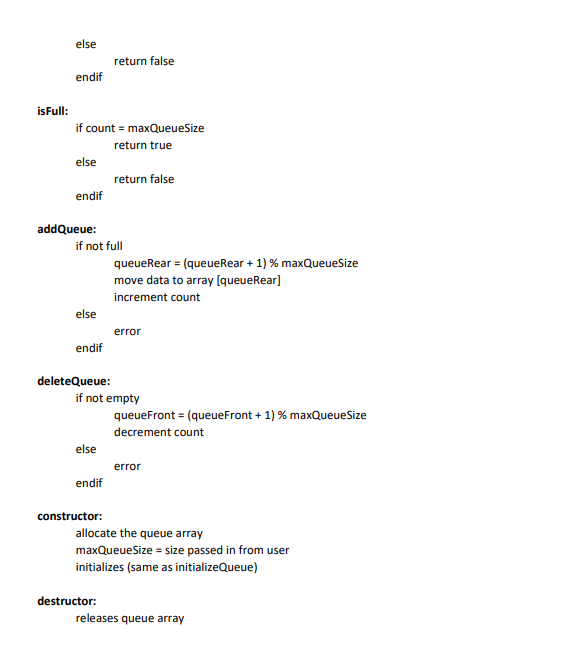 Queue Using Malik's queue logic, develop a Queue ADT | Chegg.com