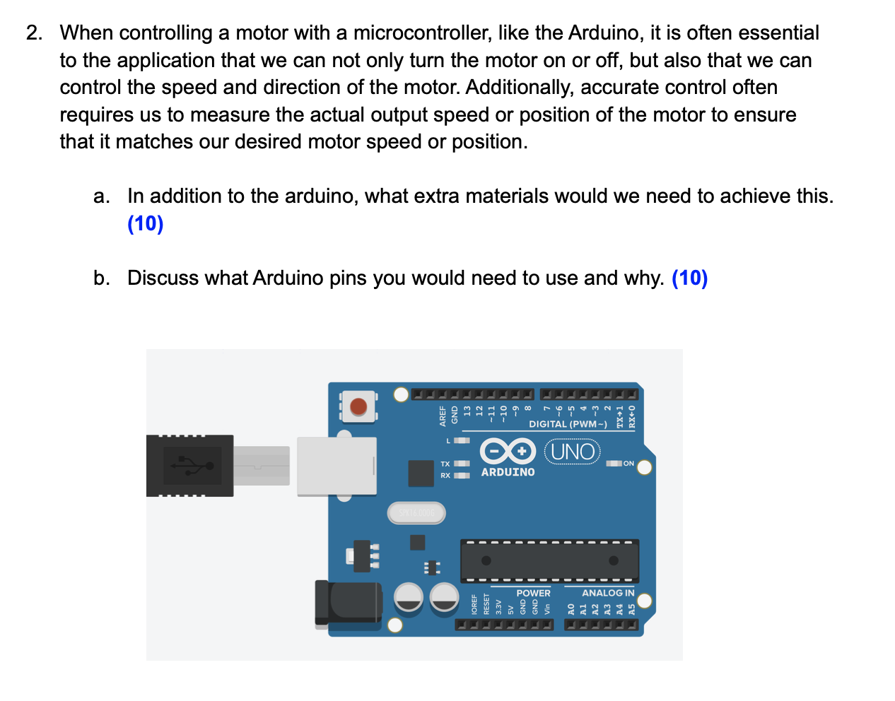 Solved When controlling a motor with a microcontroller, like | Chegg.com