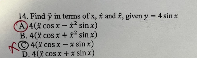 Solved Find y¨ ﻿in terms of x,x˙ ﻿and x¨, ﻿given | Chegg.com