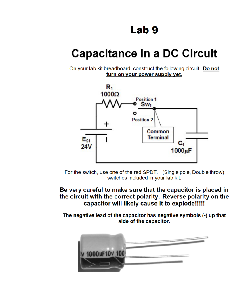Solved Lab 9 Capacitance in a DC Circuit On your lab kit | Chegg.com