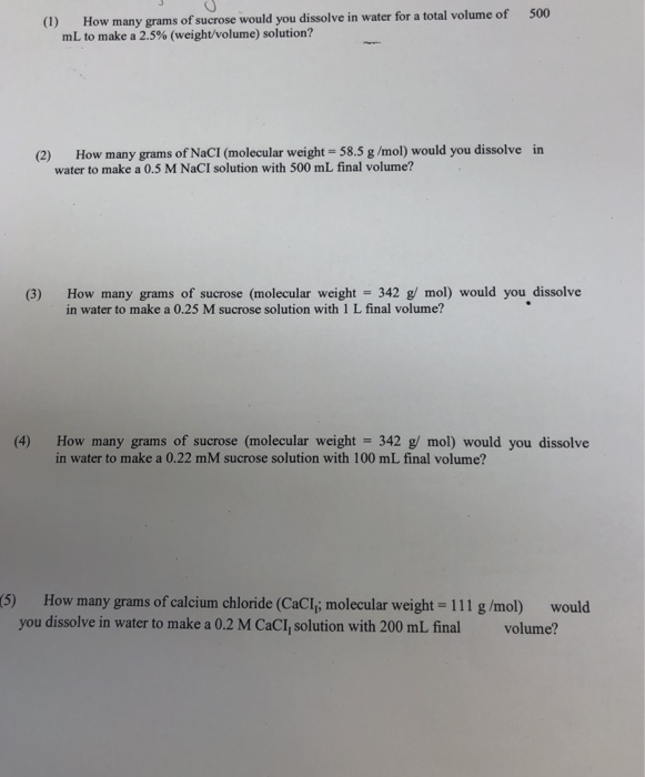 Solved How many grams of sucrose would you dissolve in water | Chegg.com
