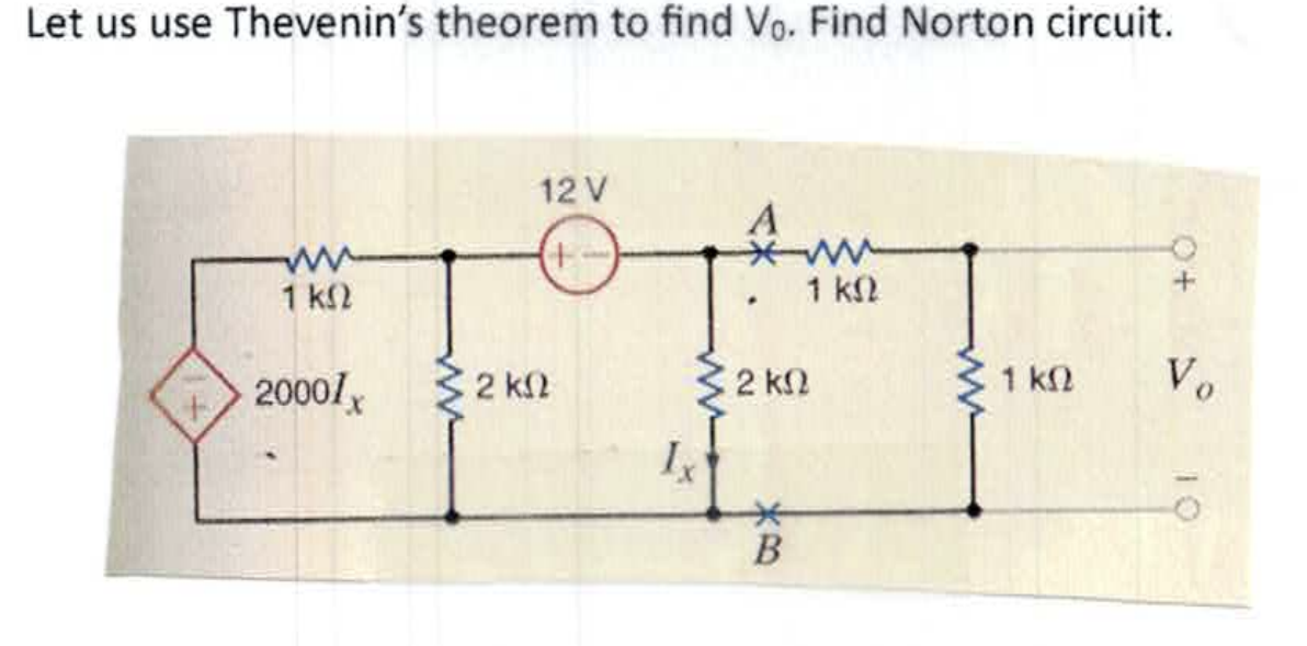 Solved Let us use Thevenin's theorem to find V0. Find Norton | Chegg.com
