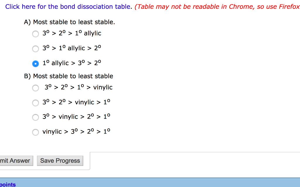 Click here for the bond dissociation table. (Table | Chegg.com