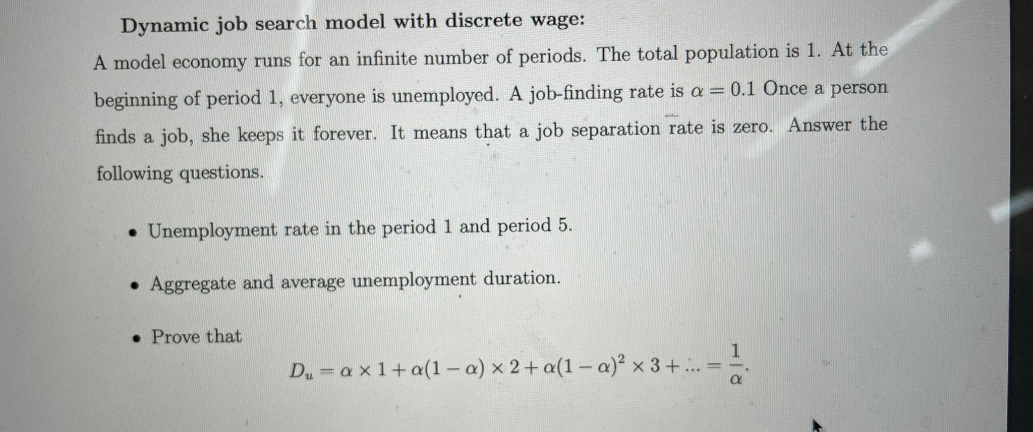 Solved Dynamic job search model with discrete wage: A model | Chegg.com