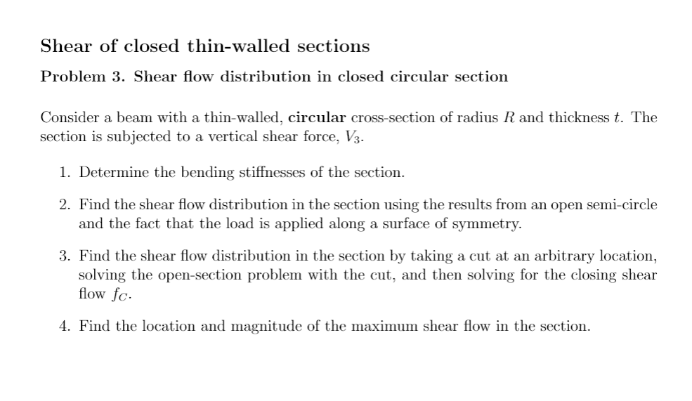Solved Shear of closed thin-walled sections Problem 3. Shear | Chegg.com