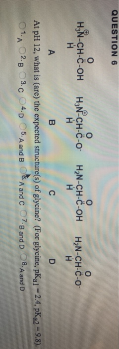 Solved QUESTION 6 HR CH C.OH HCH HN GHCOH HN CH.o At pH 12, | Chegg.com