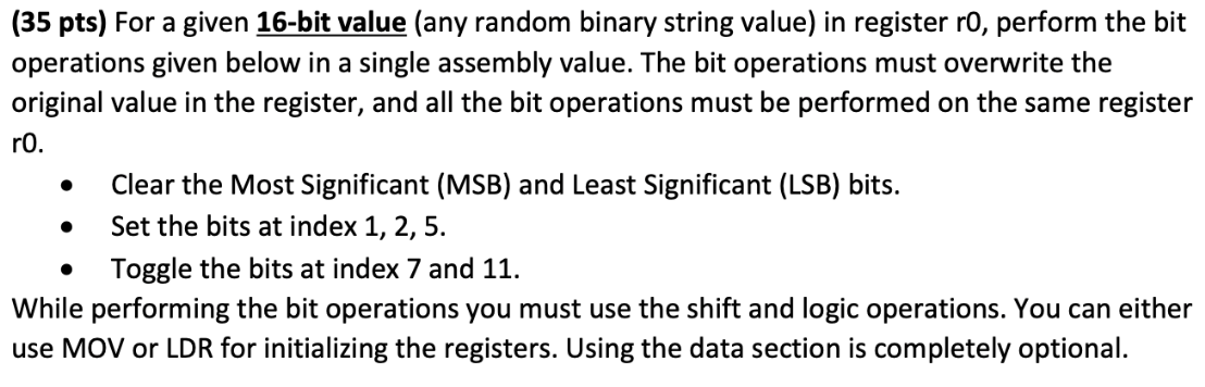 Solved 35 Pts For A Given 16 Bit Value Any Random Binary 