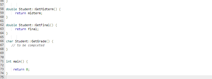 Solved "Complete" a class named "Student" with the following | Chegg.com