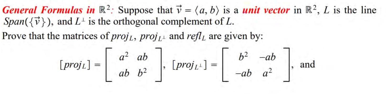 Solved General Formulas in R2 : Suppose that v= a,b is a | Chegg.com