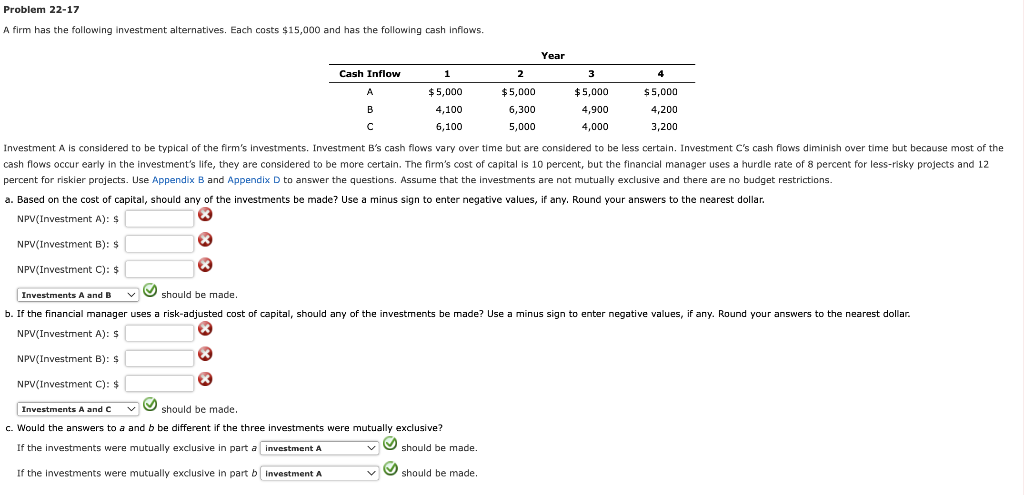 Solved Problem 22 17 A Firm Has The Following Investment 