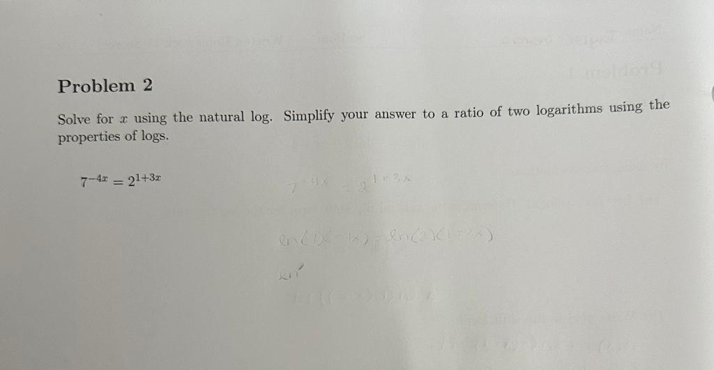 Solved Solve for x using the natural log. Simplify your | Chegg.com