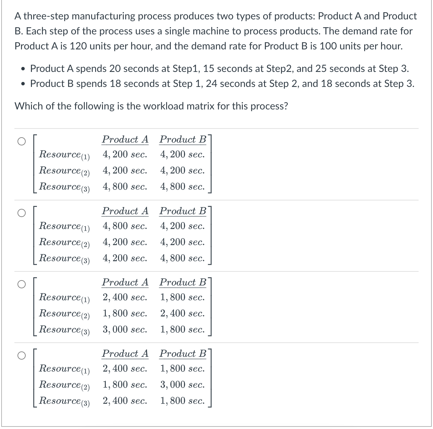 Solved 1. ﻿Which of the following is the workload matrix for | Chegg.com