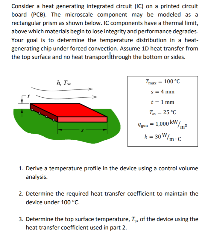 Solved Consider a heat generating integrated circuit (IC) on | Chegg.com