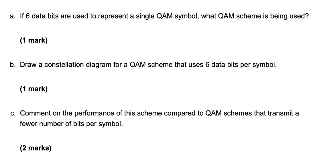 Solved a. If 6 data bits are used to represent a single QAM | Chegg.com