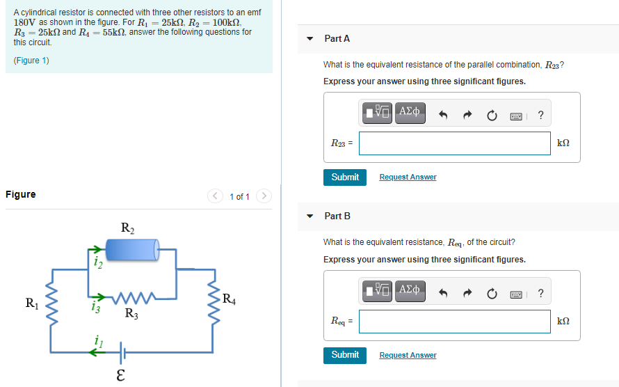 Solved A cylindrical resistor is connected with three other | Chegg.com