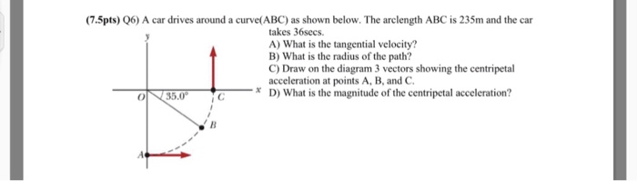 Solved A car drives around a curve (ABC) as shown below. The | Chegg.com