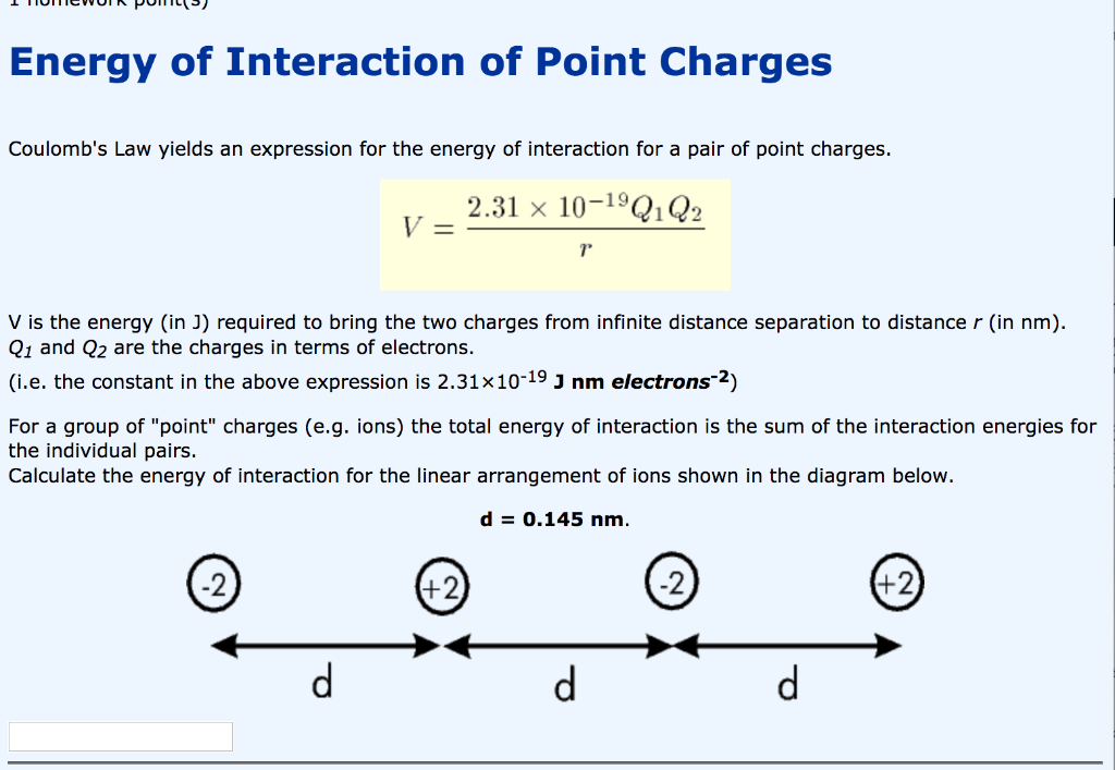 Solved Charges Energy of Interaction of Point Coulomb's Law | Chegg.com