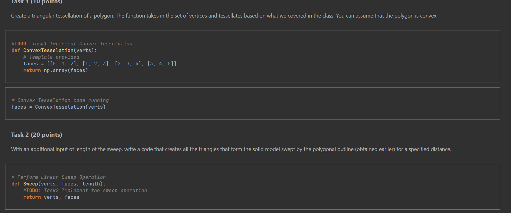Solved #TOD0: Task1 Implement Convex Tesselation def | Chegg.com